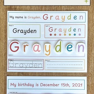Personalized Name and Birthday Dry Erase Boards Custom Name Learning ...