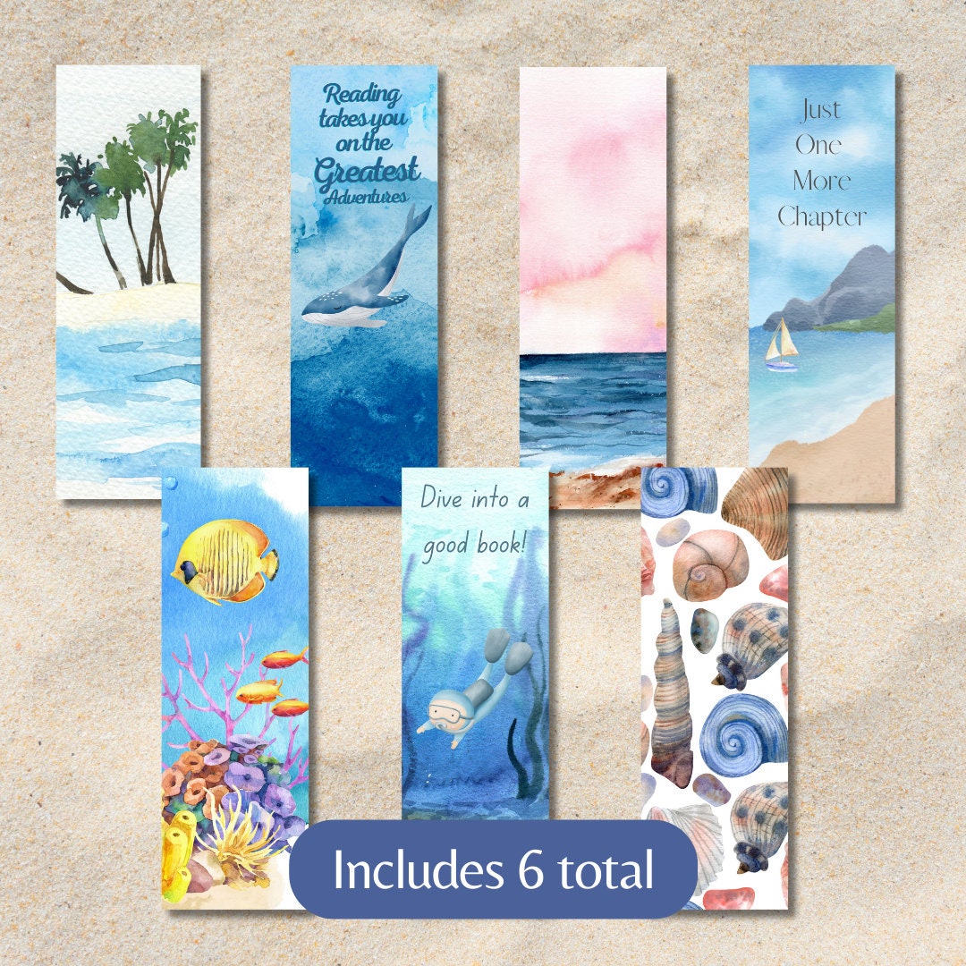 Watercolor Ocean Bookmarks for Kids Ocean Theme Bookmark Gifts for Book ...