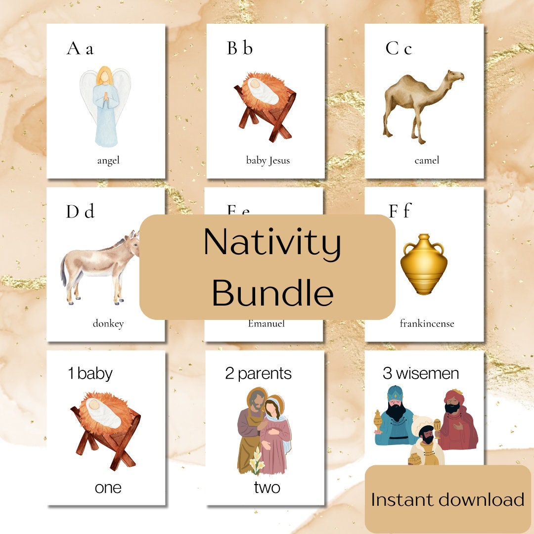 Nativity Flashcard Bundle | Christmas Alphabet & Numbers (digital ...