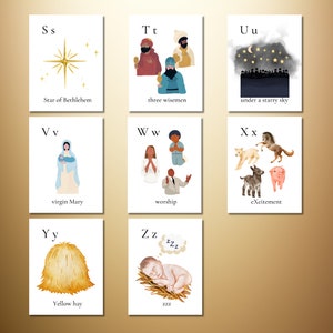 Nativity Alphabet Cards Nativity Scene Christmas Cards Winter ABC Cards ...