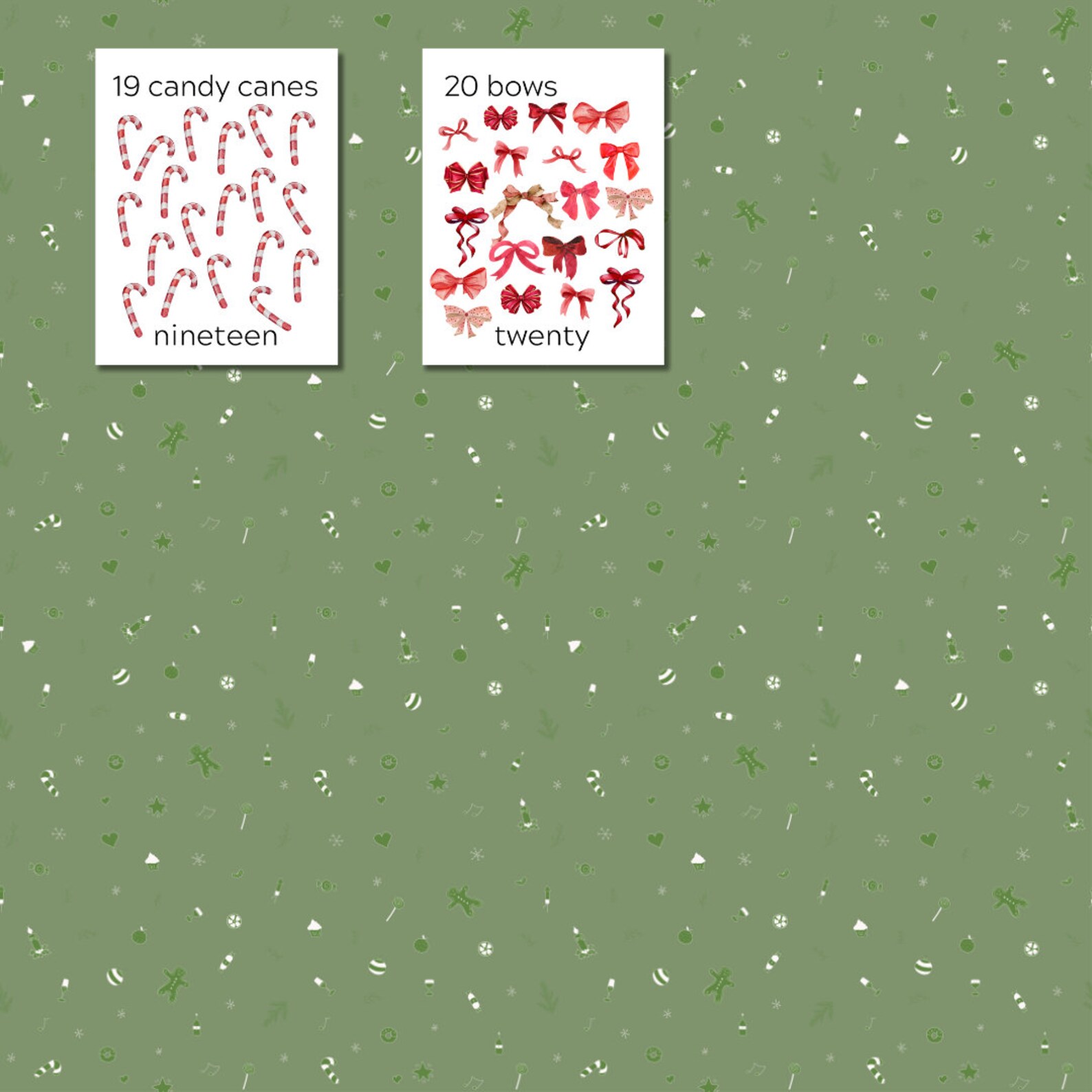 Christmas Number Cards Printable Holiday Preschool Classroom Counting ...