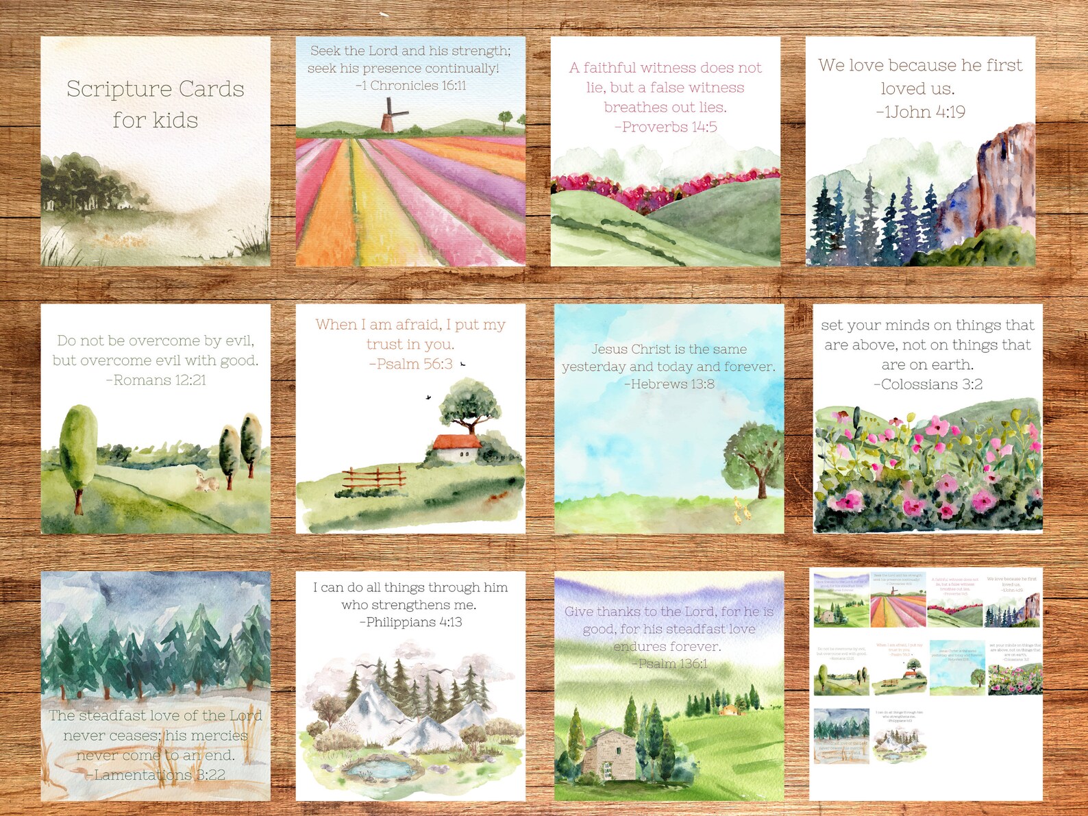 Scripture Cards for Kids Memory Verse Cards / Children's Bible Verse ...