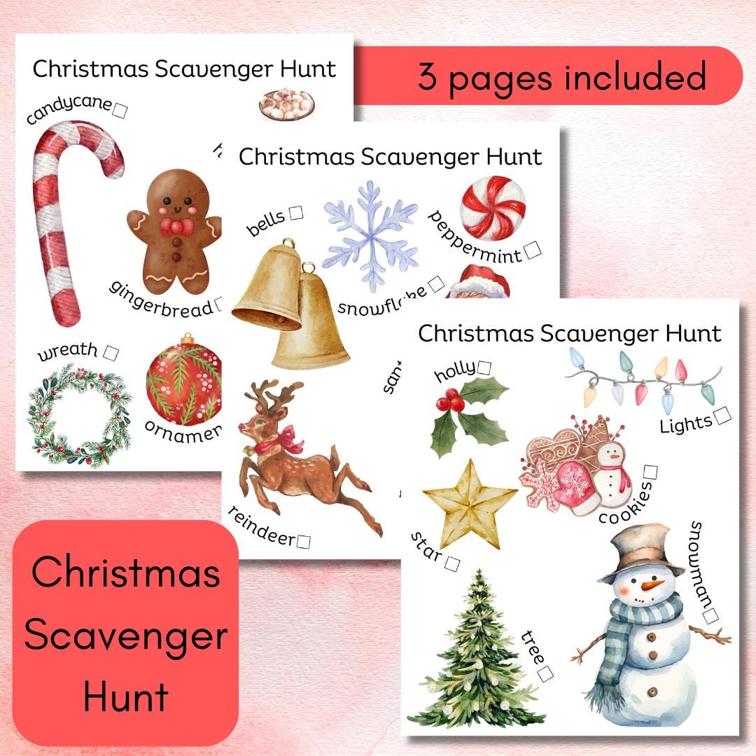 Christmas Scavenger Hunt Nature Activity for Kids Printable Games for ...
