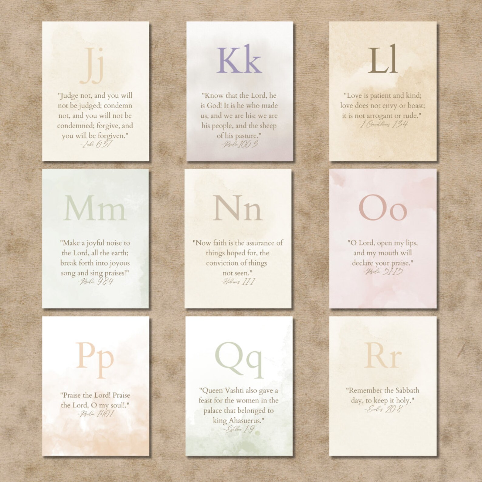 Scripture Alphabet Cards Bible Verse ABC Cards Scripture Memorization ...