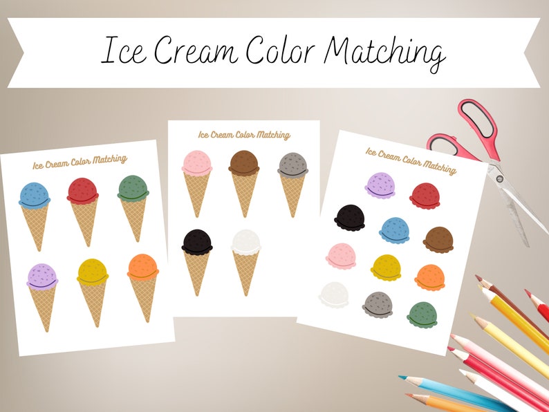 Ice Cream Color Matching / Toddler Color Sorting / Montessori - Etsy