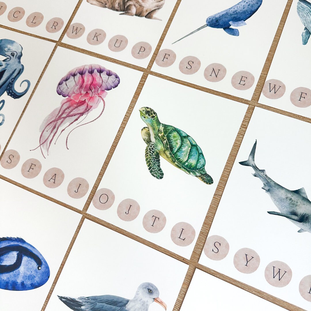 Ocean Letter Clip Cards English Alphabet Ocean Flashcards Elementary ...