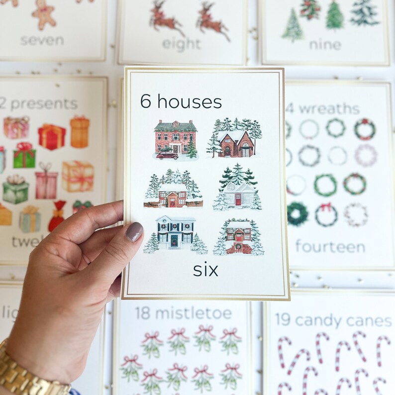Christmas Number Cards Printable Holiday Preschool Classroom Counting ...
