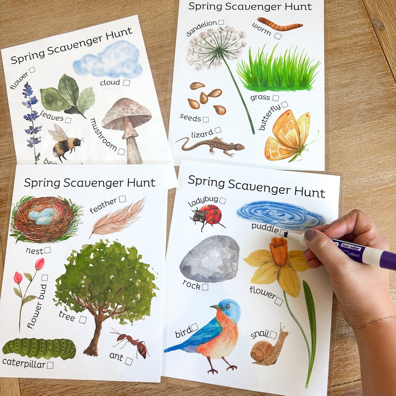 Spring Scavenger Hunt Nature Activities for Kids Printable Games for ...