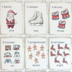 Christmas Number Cards Printable Holiday Preschool Classroom Counting ...