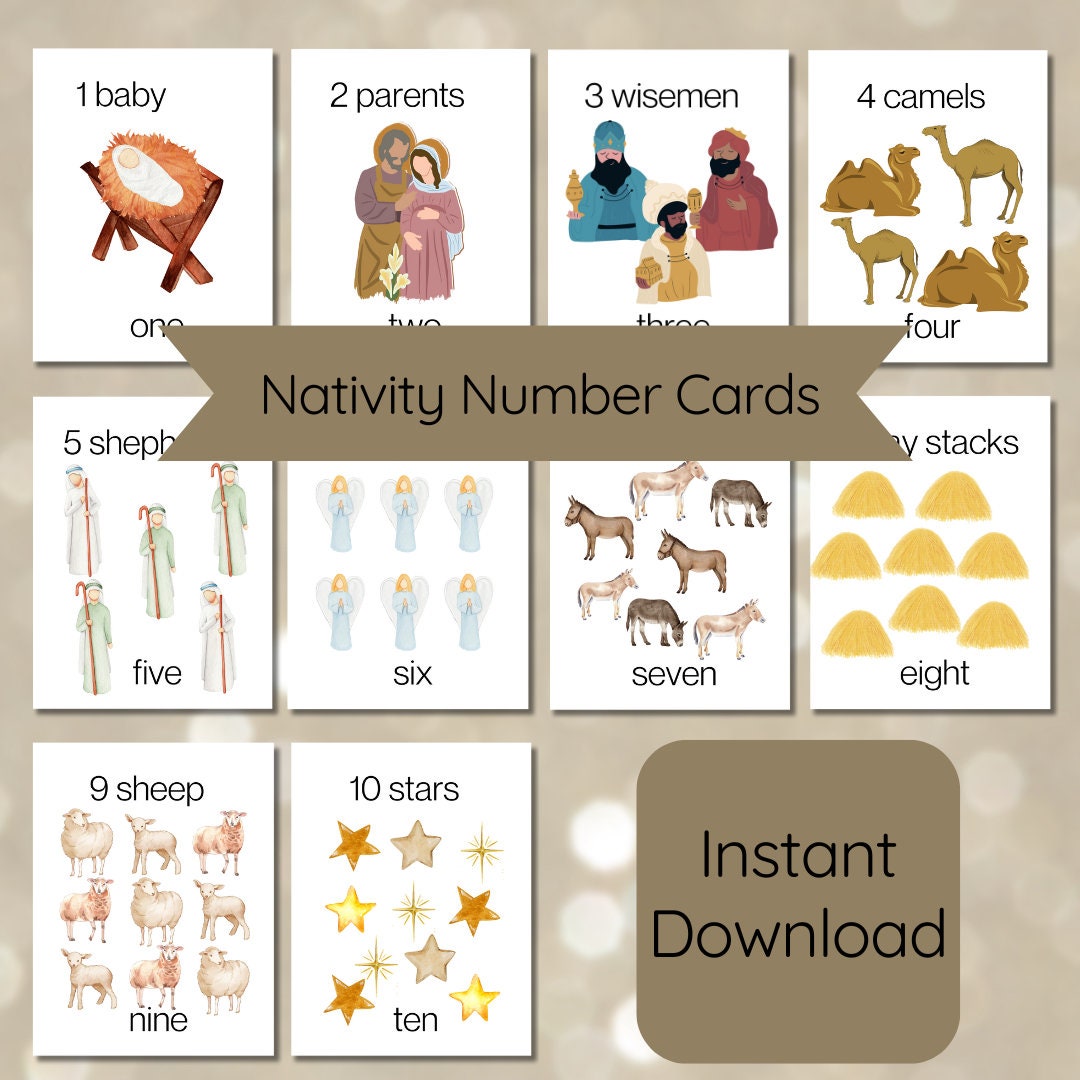 Nativity Counting Cards Nativity Advent Cards for Kids Homeschool ...