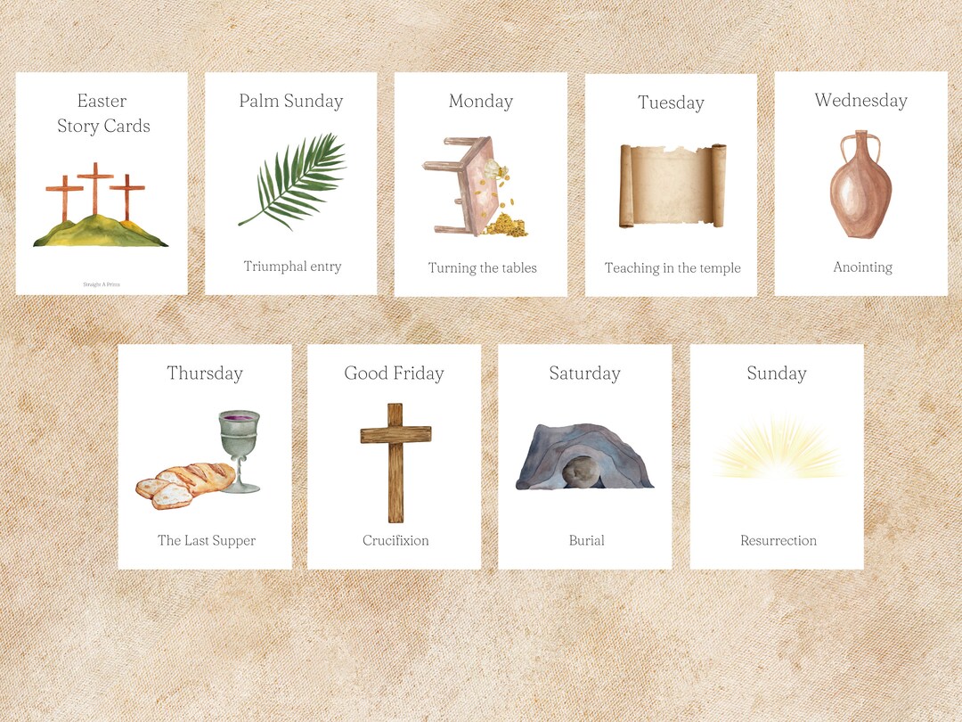 Easter Story Cards Christian Easter Flashcards Easter Basket Stuffers ...