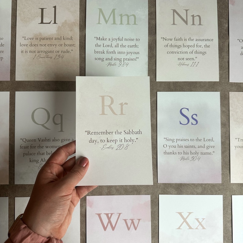 Scripture Alphabet Cards Bible Verse ABC Cards Scripture Memorization ...