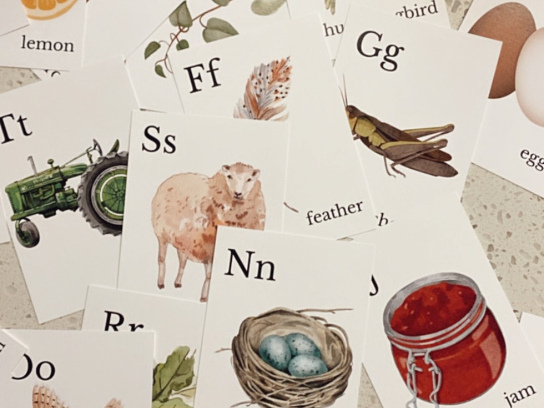 Nature Alphabet Flash Cards / Farm Alphabet Cards / ABC Cards - Etsy