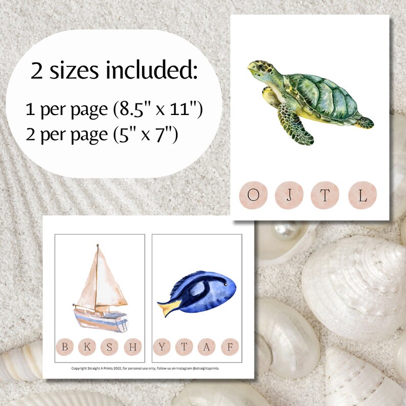 Ocean Letter Clip Cards Activity Ocean Flashcard Bundle Elementary ...
