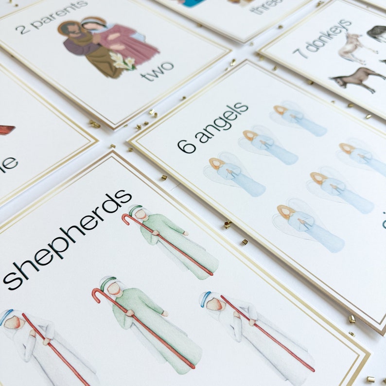 Nativity Counting Cards Nativity Scene Advent Cards Kids Homeschool ...