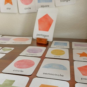 Watercolor Cards for Learning Shapes Minimalist Rainbow Color Shapes ...