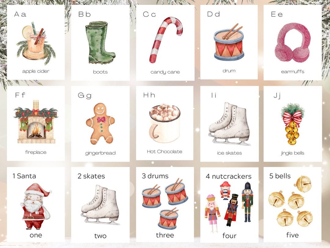 Winter Christmas Bundle Winter Flashcards ABC Activity Flash Cards ...