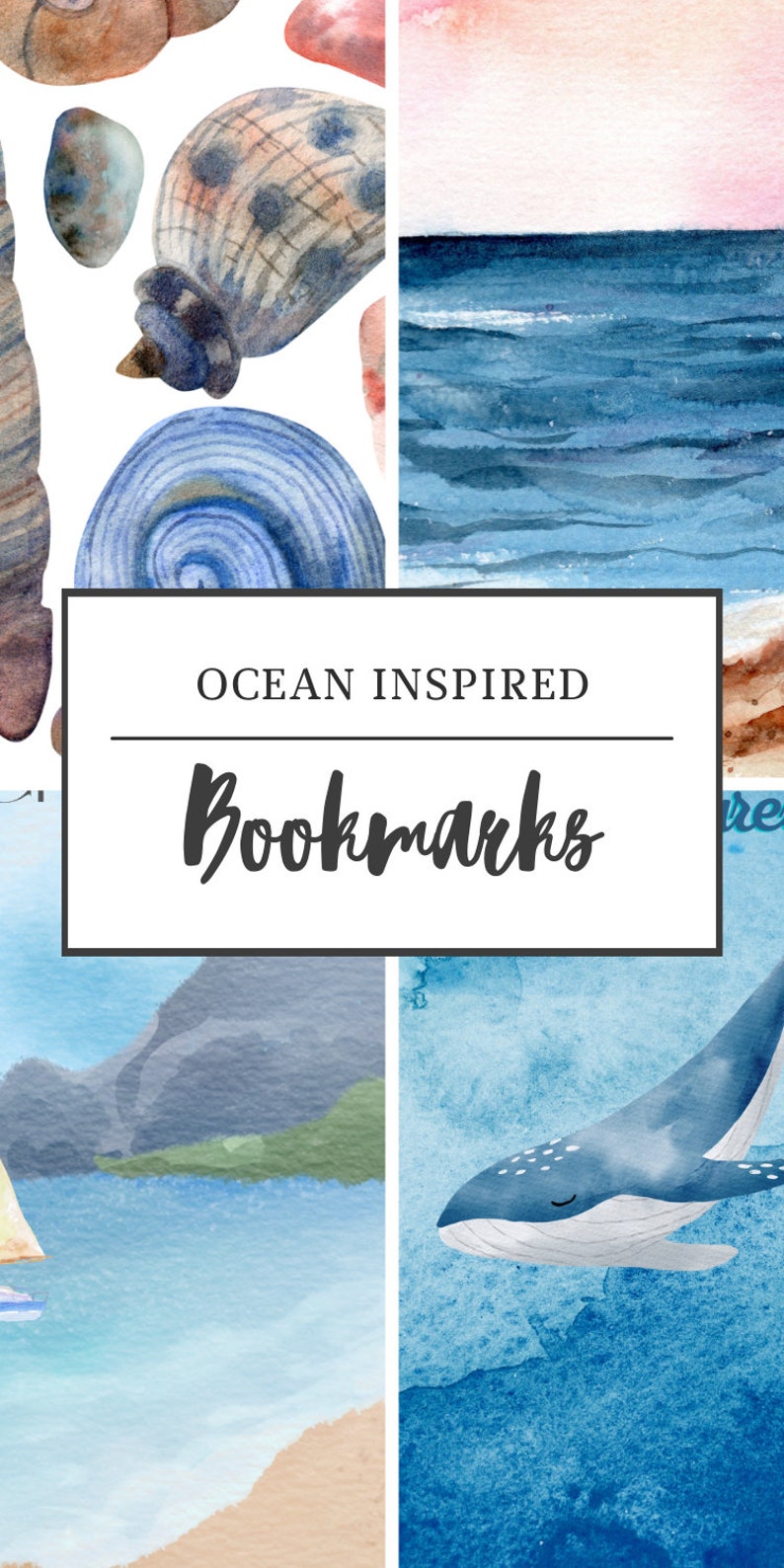 Watercolor Ocean Bookmarks for Kids Ocean Theme Bookmark Gifts for Book ...