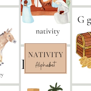 Nativity Alphabet Cards Nativity Scene Christmas Cards Winter ABC Cards ...