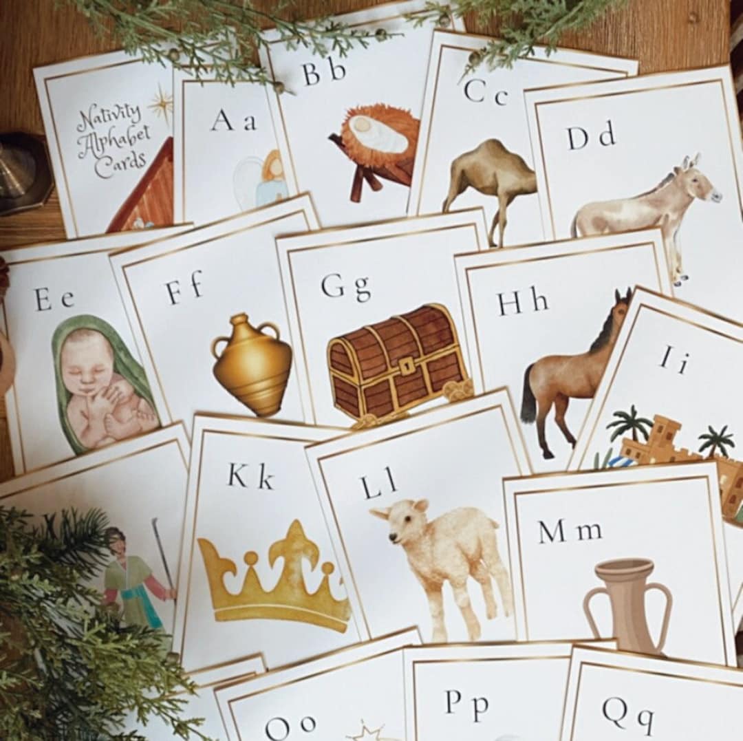 Watercolor Nativity Alphabet Cards, Christian Learning Abcs - Etsy ...