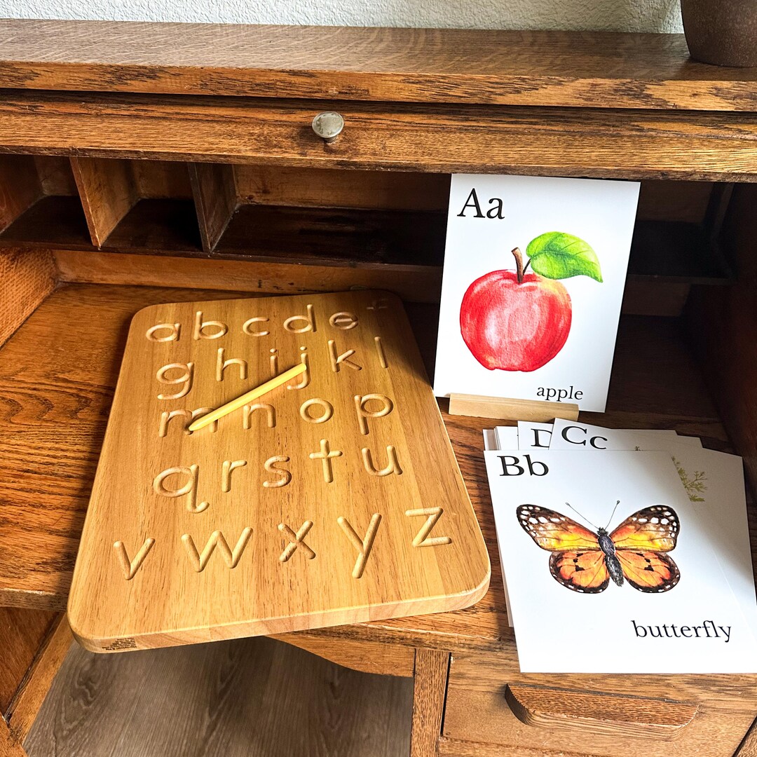 Wooden Alphabet Tracing Board and Nature Alphabet Card Bundle Free ...