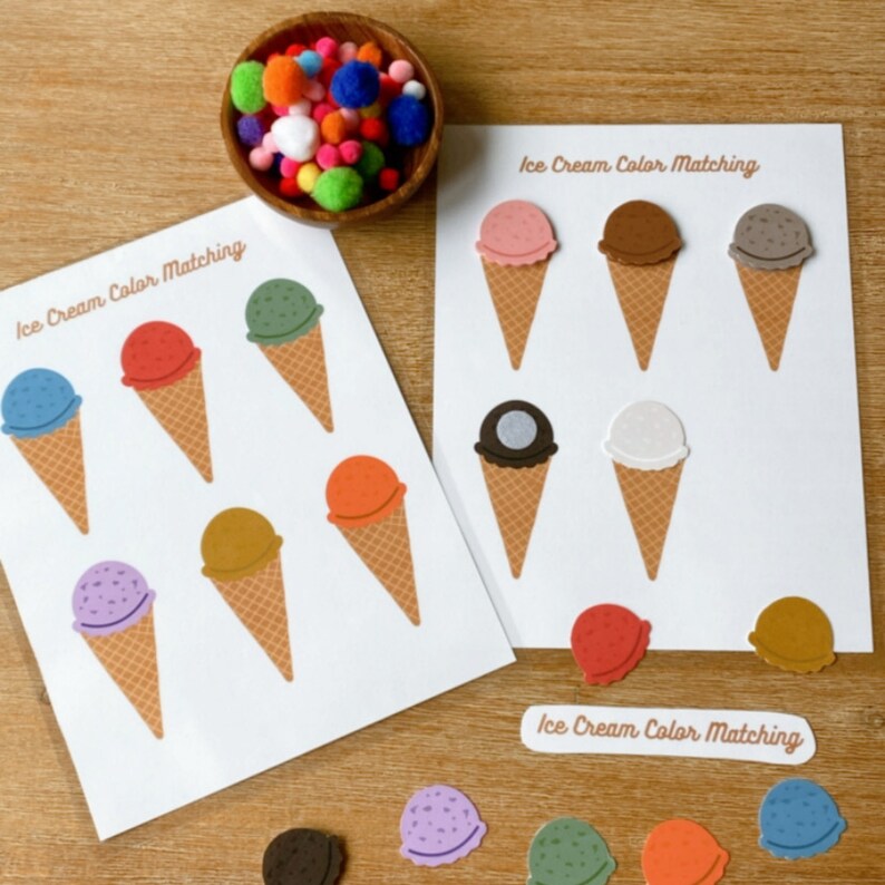 Combinación de colores de helados, clasificación de colores para niños ...