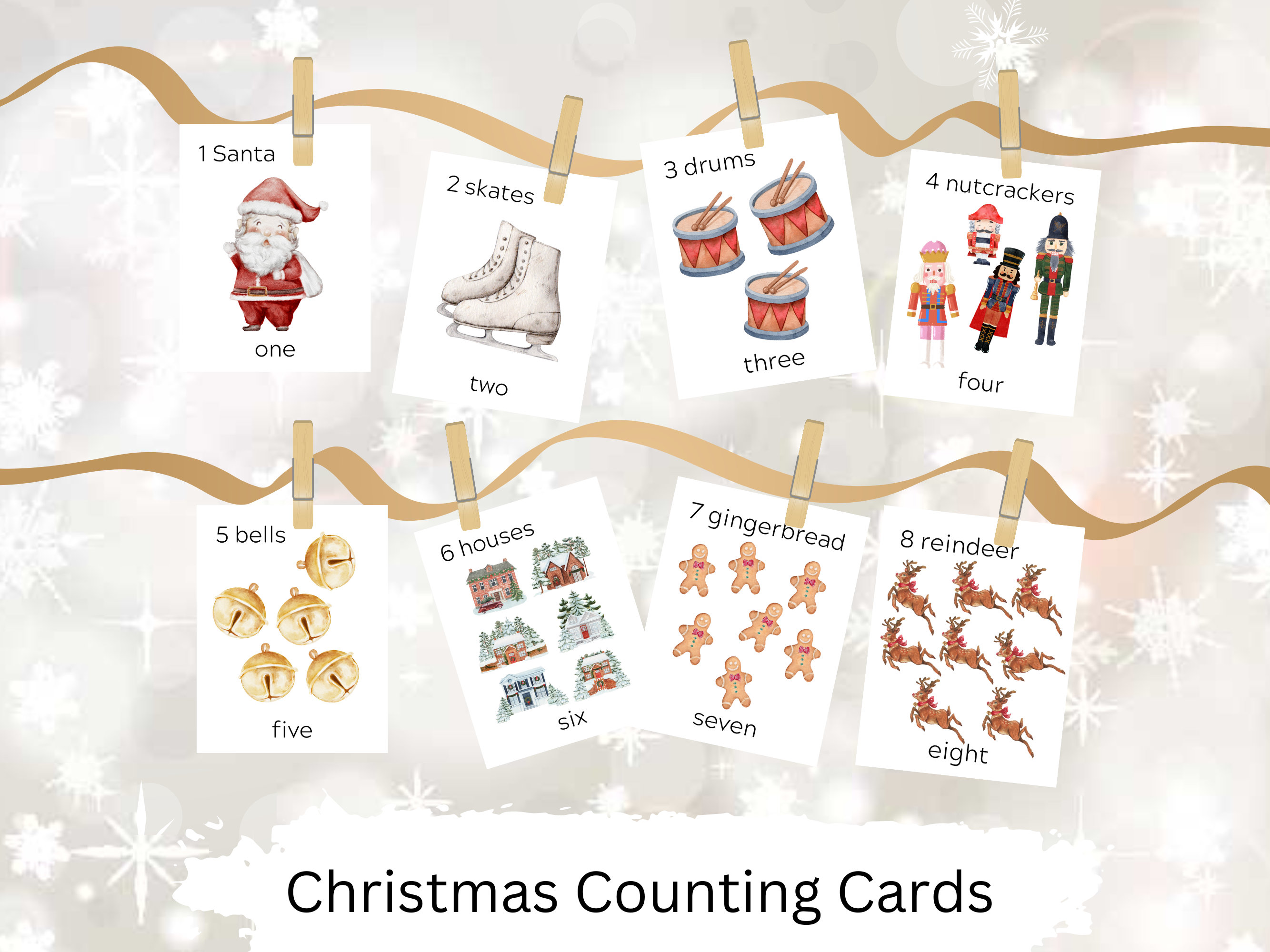 Christmas Number Cards Printable / Holiday Preschool Classroom Counting ...