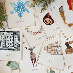 Winter ABC Cards Christmas Printed Alphabet Cards Homeschool Preschool ...