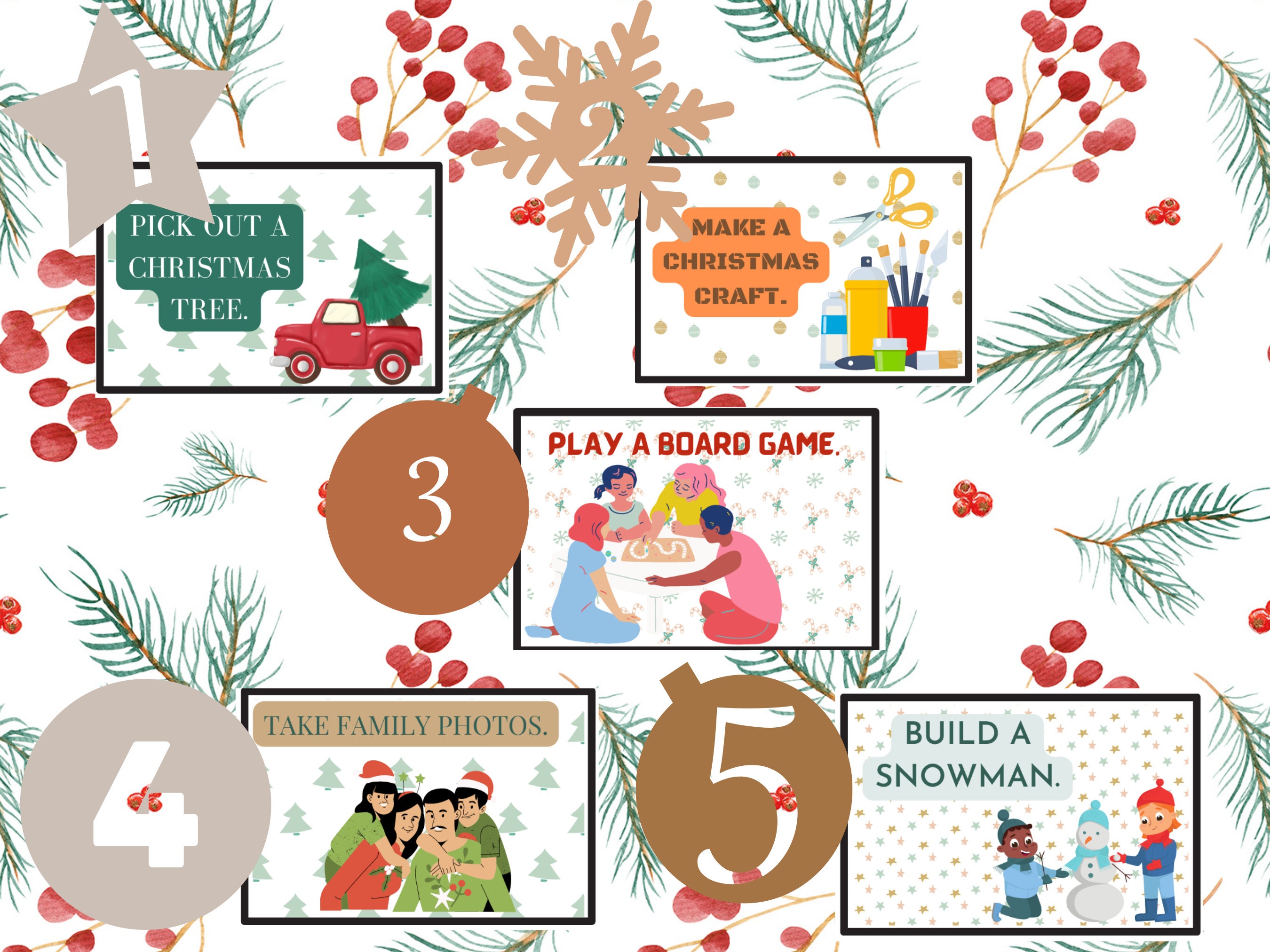 Advent Calendar Cards Printable / Christmas Advent Calendar for Kids ...