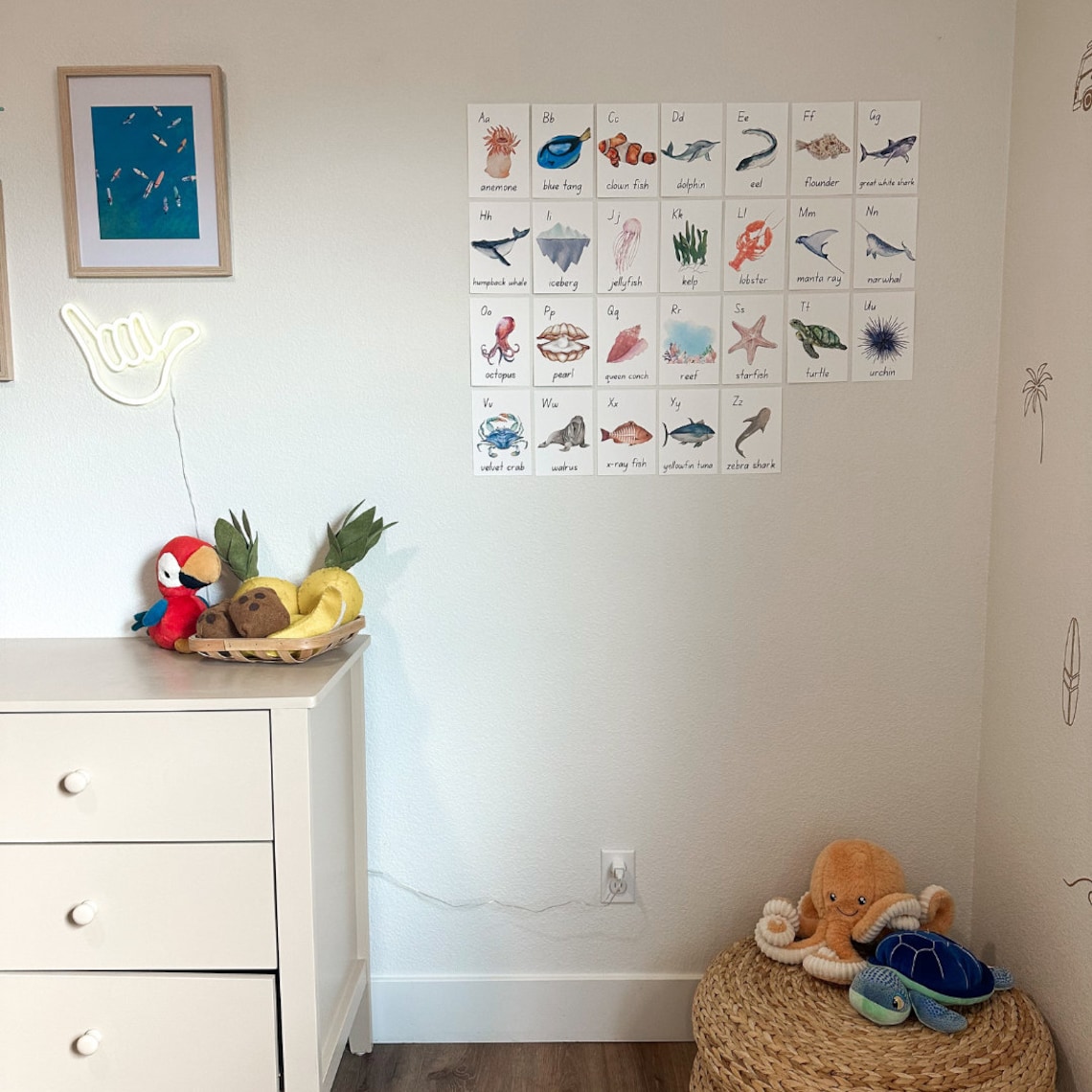 Ocean Alphabet Flash Cards Ocean Theme Educational ABC Cards Watercolor ...