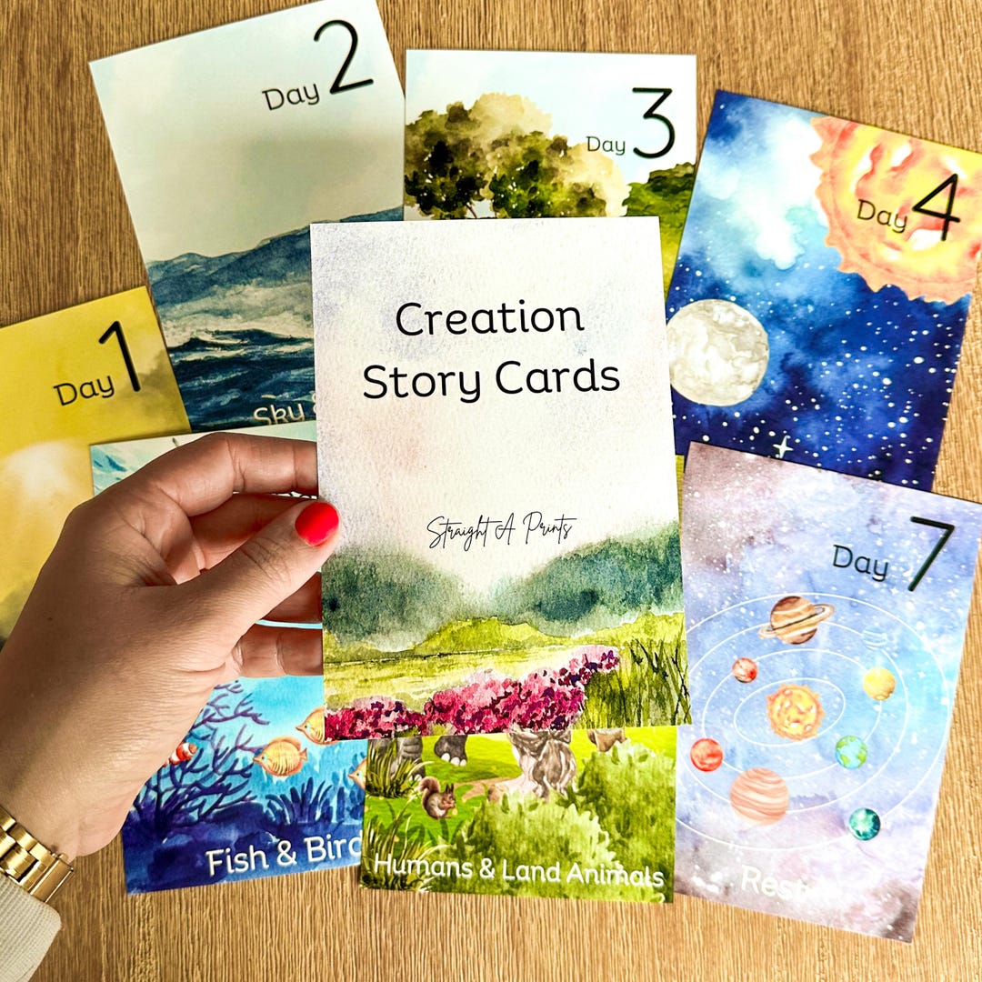 Creation Story Cards Christian Creation Learning Flashcards Stocking ...