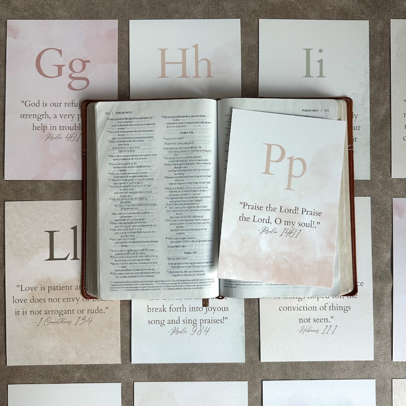 Scripture Alphabet Cards Bible Verse ABC Cards Scripture Memorization ...