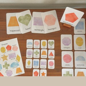 Watercolor Cards for Learning Shapes Minimalist Rainbow Color Shapes ...