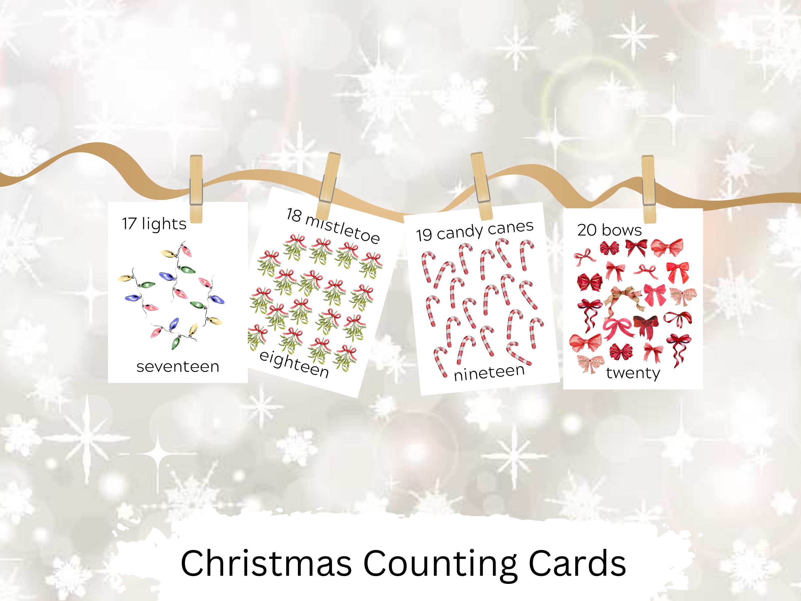 Christmas Number Cards Printable / Holiday Preschool Classroom Counting ...