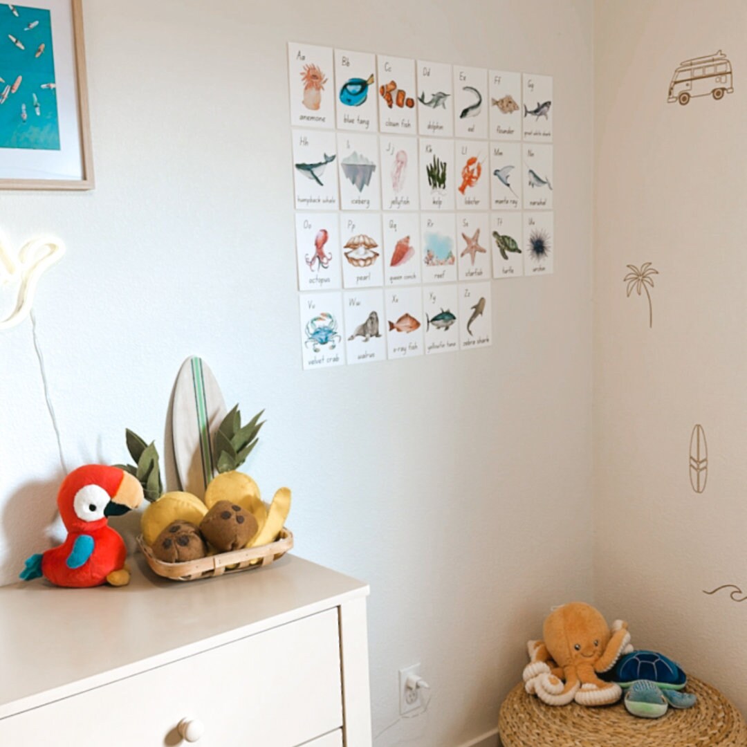 Ocean Alphabet Flash Cards Ocean Theme Flashcards ABC Nature Cards ...