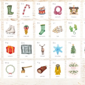 Winter ABC Cards Christmas Printed Alphabet Cards Homeschool Preschool ...