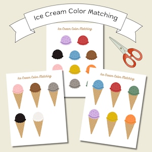 Ice Cream Color Matching Toddler Color Sorting Montessori Toddler ...