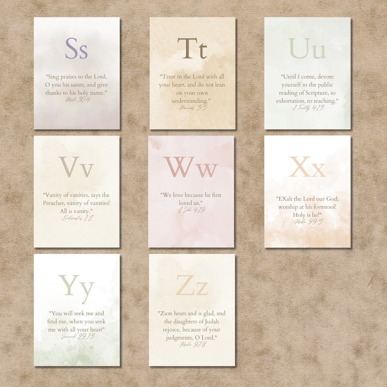 Scripture Alphabet Cards Bible Verse ABC Cards Scripture Memorization ...