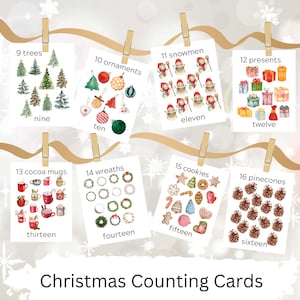 Christmas Number Cards Printable / Holiday Preschool Classroom Counting ...