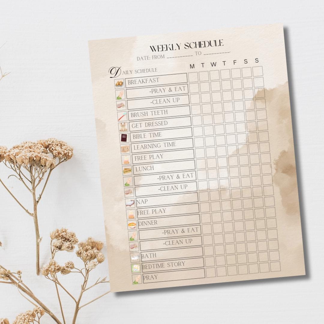 Minimalist Weekly Schedule for Kids Daily Routine, Customizable Chore ...
