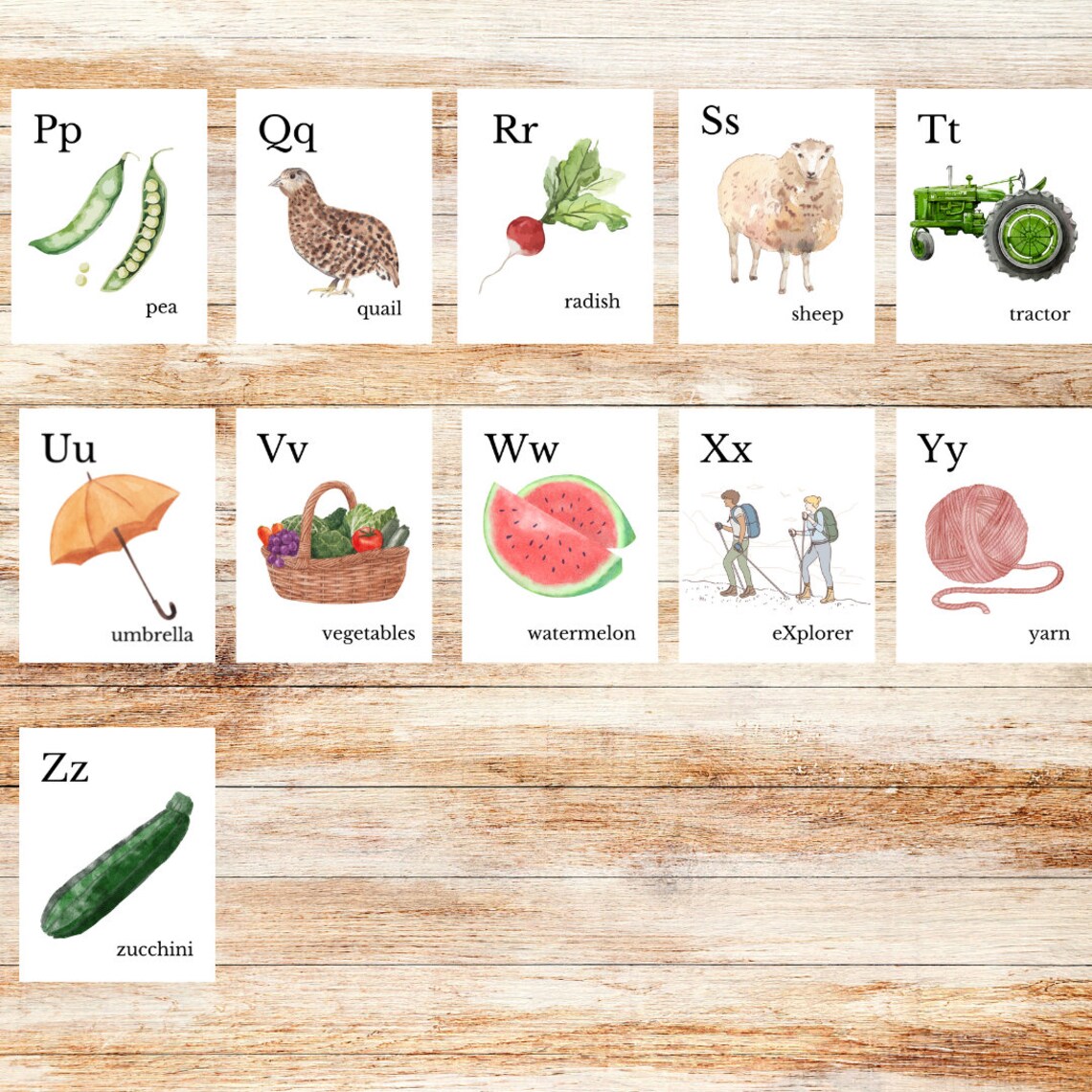 Nature Alphabet Flash Cards / Farm Alphabet Cards / ABC Cards - Etsy