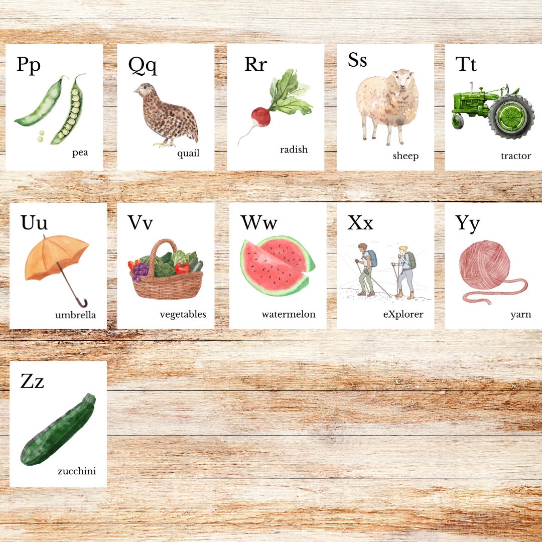 Nature Alphabet Flash Cards / Farm Alphabet Cards / ABC Cards ...
