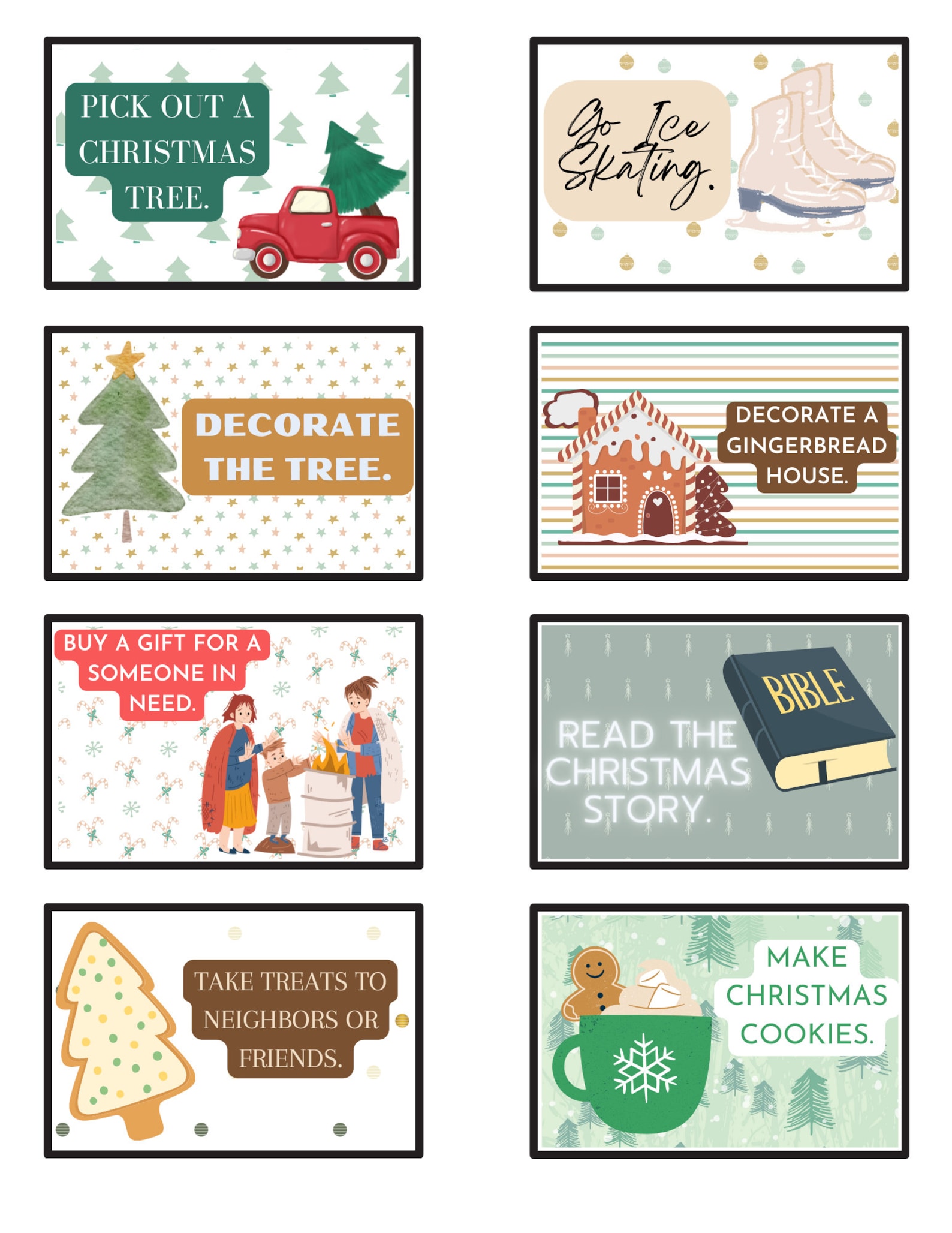Advent Calendar Cards Printable / Christmas Advent Calendar for Kids ...