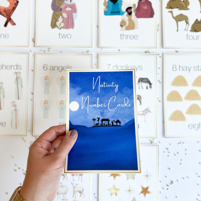 Nativity Counting Cards Nativity Scene Advent Cards Kids Homeschool ...