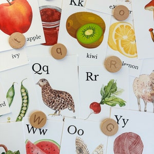 Nature Alphabet Flash Cards Farm Alphabet ABC Flashcards Watercolor ...