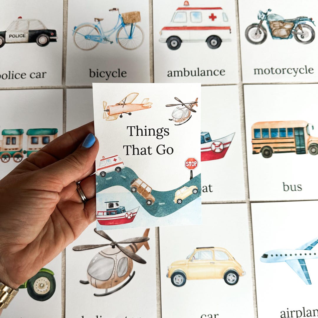 Things That Go Cards for Vehicle Recognition Watercolor Prints for ...