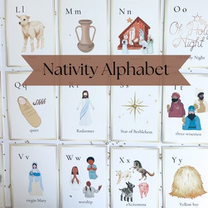 Nativity Alphabet Cards Nativity Scene Christmas Cards Winter ABC Cards ...