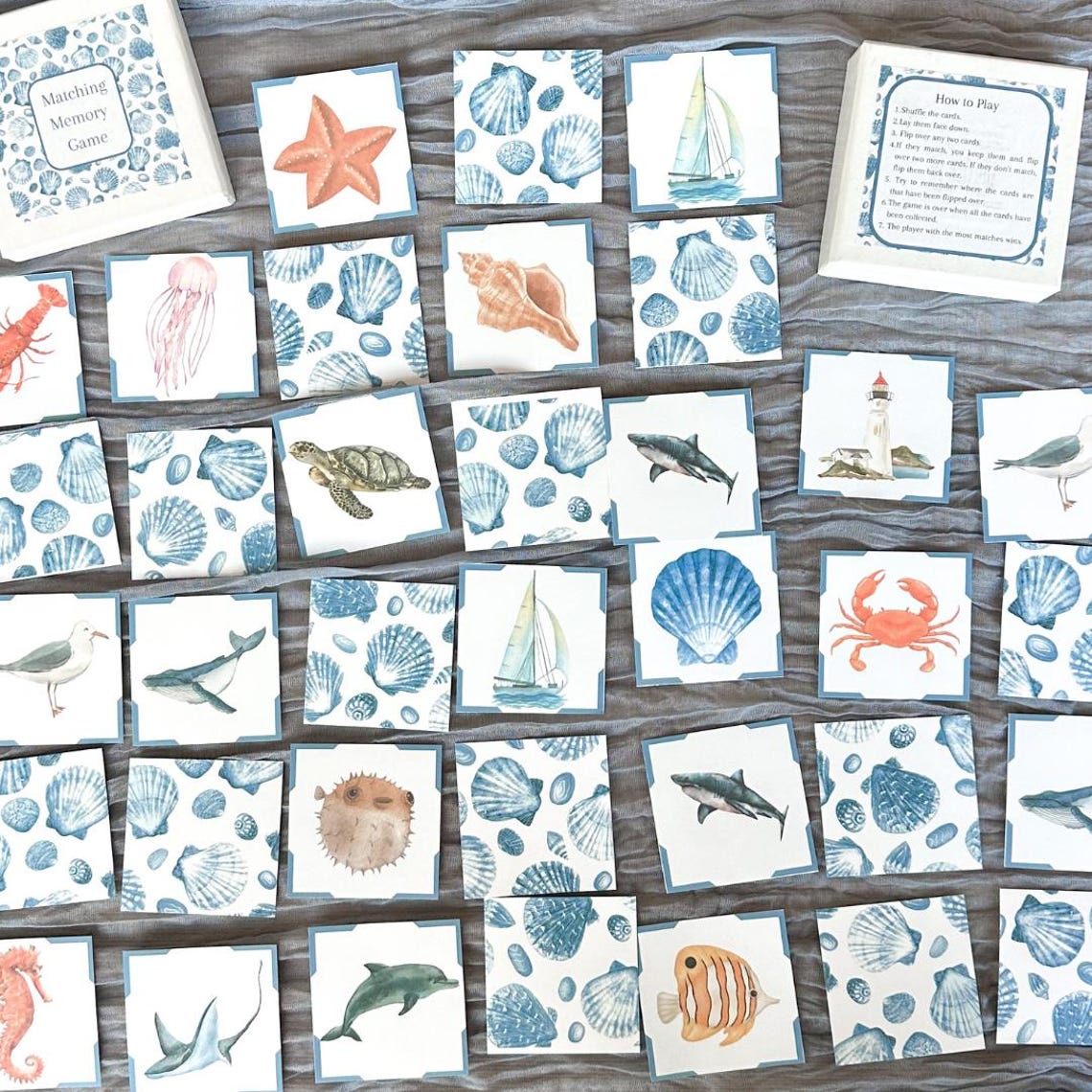 Ocean Memory Game for Kids Ocean Lover Stocking Stuffer Nature Matching ...