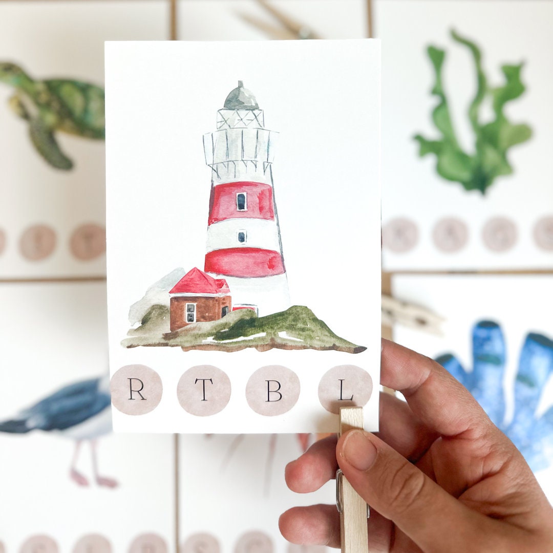 Ocean Letter Clip Cards English Alphabet Ocean Flashcards Elementary ...