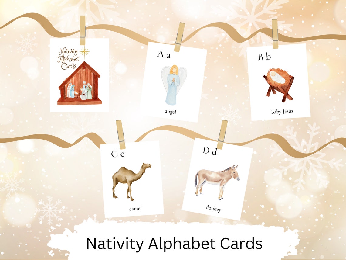 Nativity Alphabet Cards / Nativity Christmas Cards / Winter ABC Cards ...